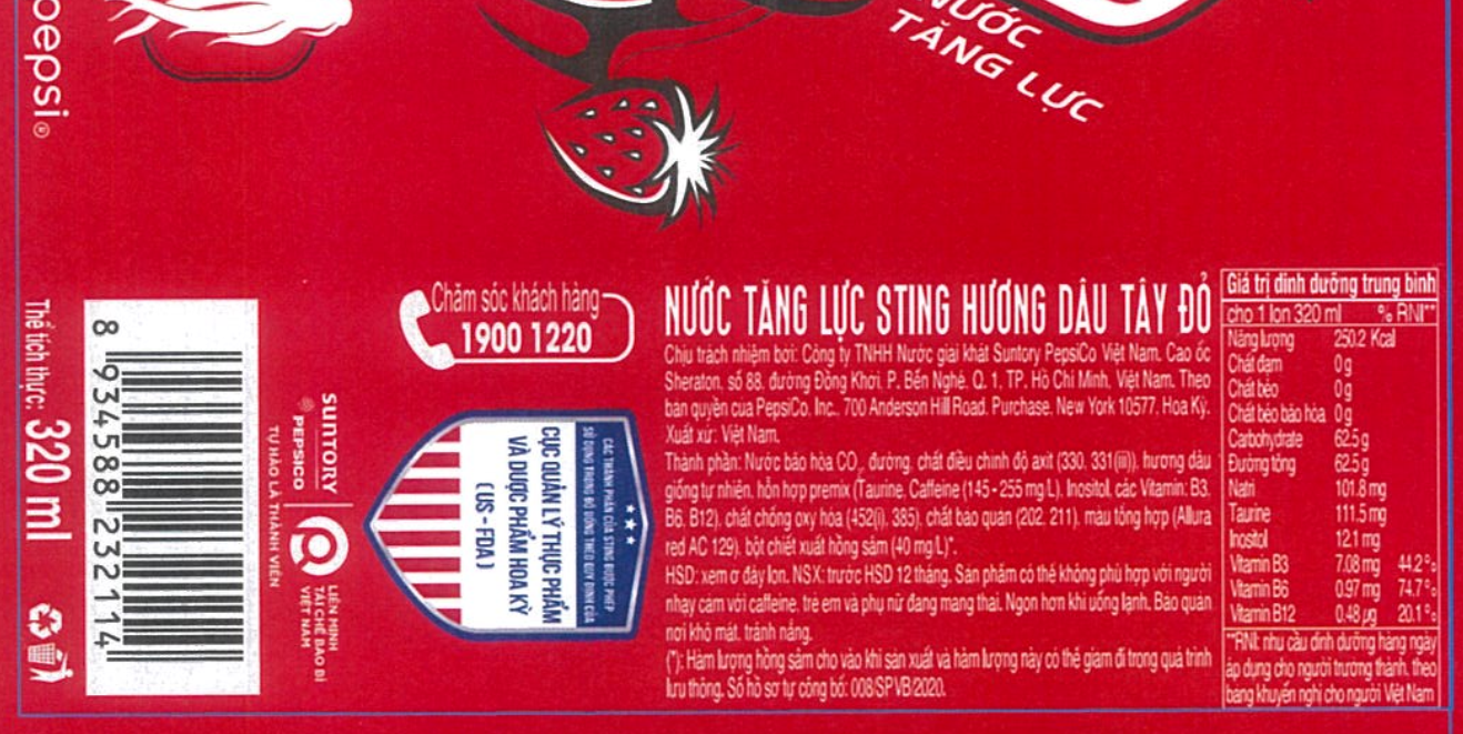 Sting red ginseng berry blast can 320ml - H.A.G INTER CO., LTD